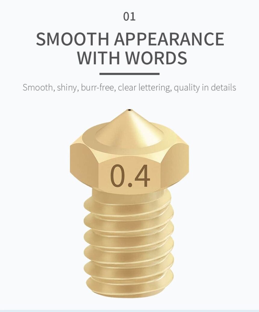 M6 Thread Brass Nozzle V5 V6 UM Compatible - 0.3mm Diameter (for 3D ...